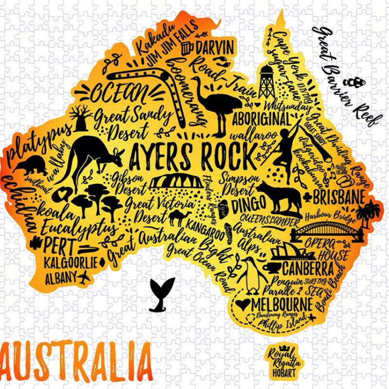 Map Of Australia Puzzle ~ 1000 Piece Puzzles - Made in Australia